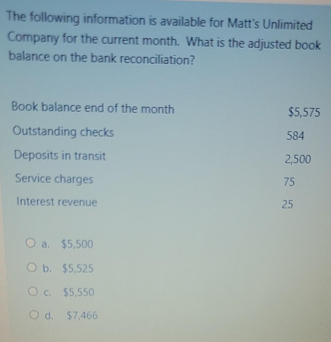 Solved The following information is available for Matt's | Chegg.com