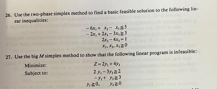 Solved 26. Use the two-phase simplex method to find a basic | Chegg.com