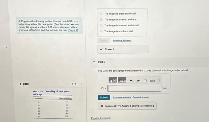 Solved A 30-year-old optometry patient focuses on a 6.50 cm | Chegg.com