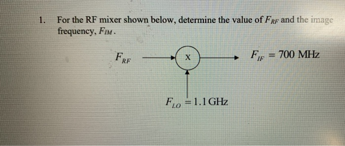 Solved 1. For the RF mixer shown below, determine the value | Chegg.com