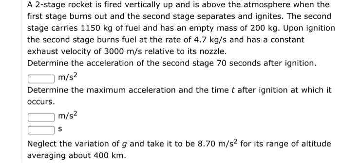 Solved A 2-stage rocket is fired vertically up and is above | Chegg.com