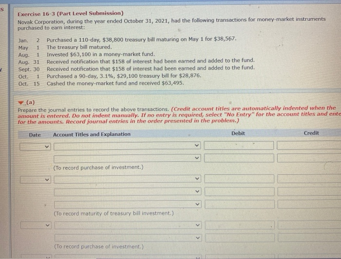 Solved s Exercise 16-3 (Part Level Submission) Novak | Chegg.com