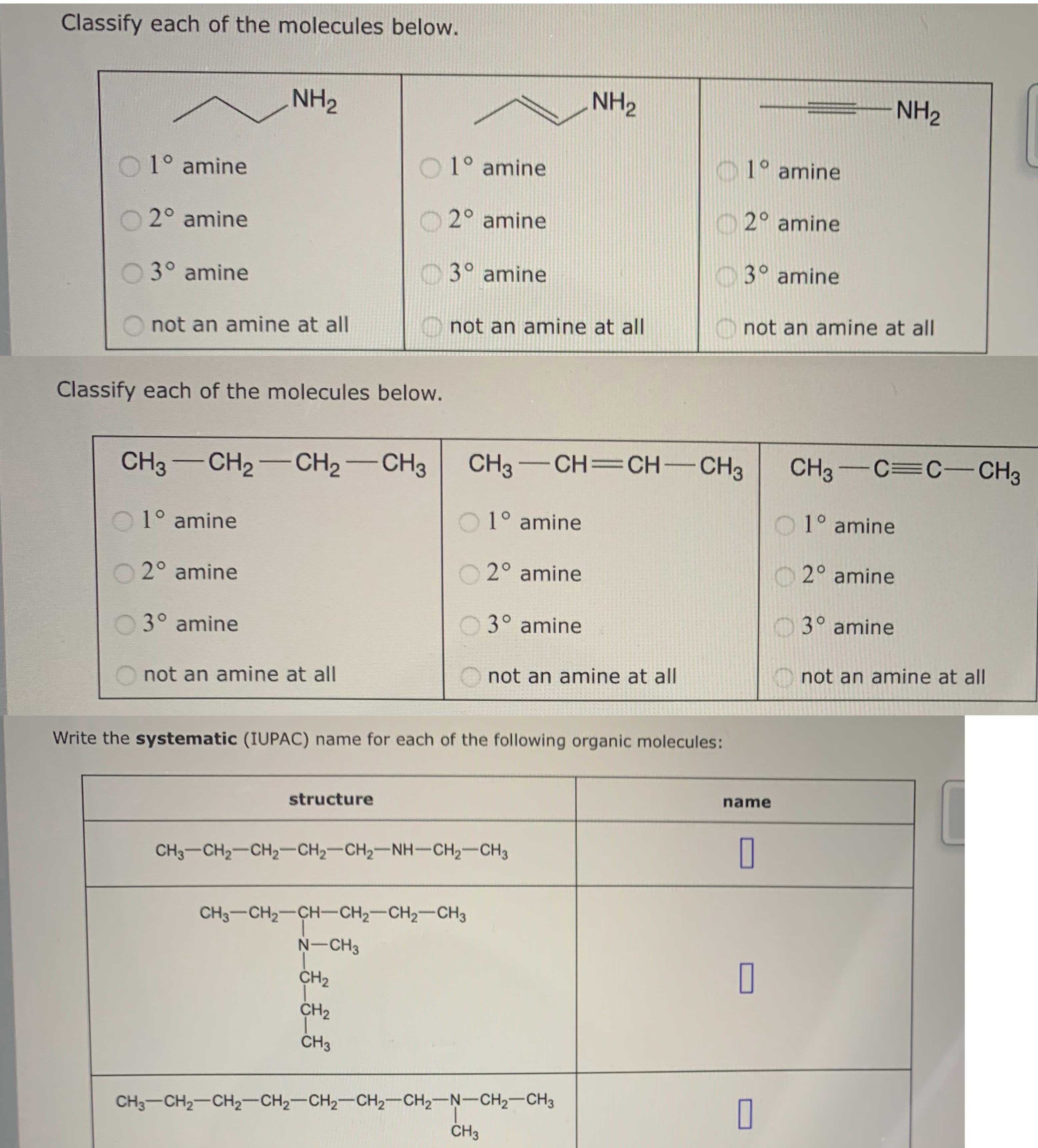 Solved Classify each of the molecules below and write the | Chegg.com