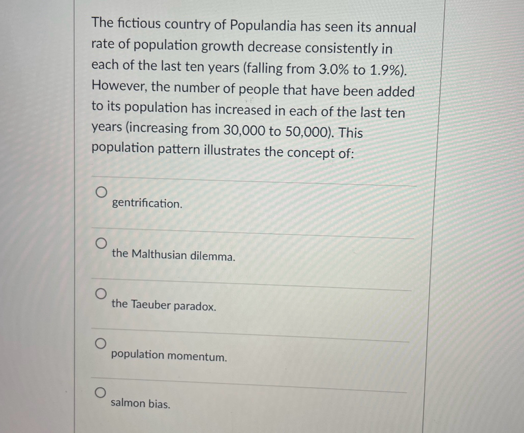Solved The fictious country of Populandia has seen its | Chegg.com
