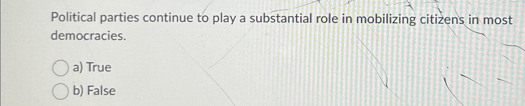 Solved Political parties continue to play a substantial role | Chegg.com