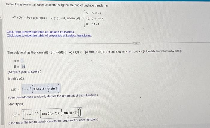 Solved Solve the given initial value problem using the | Chegg.com