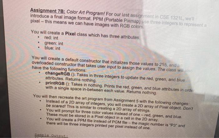 Solved Assignment 7b Color Art Program For Our Last 