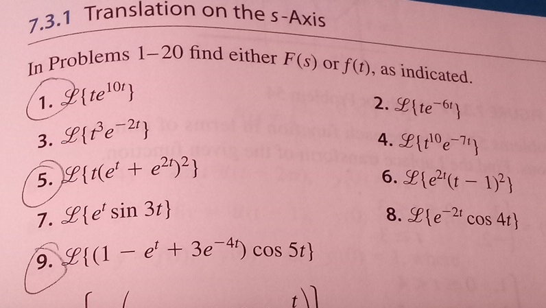 Solved 7.3.1 ﻿Translation on the s-AxisIn Problems 1-20 | Chegg.com