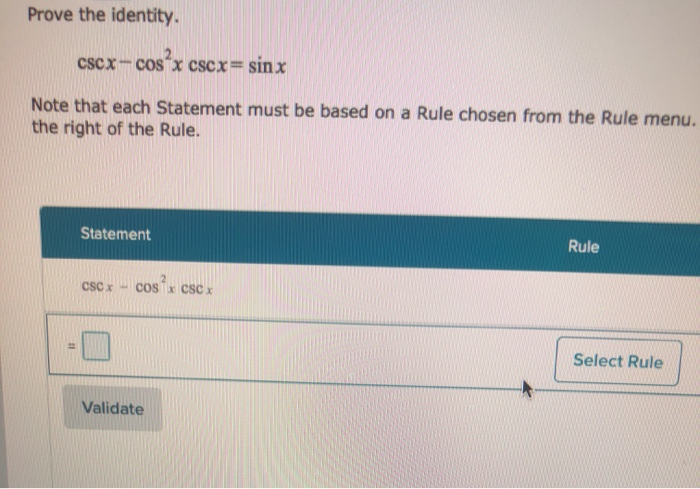 Solved Prove the identity. cscx-cos? cscx= sin x Note that | Chegg.com Solved Prove the identity. cscx-cos? cscx= sin x Note that | Chegg.com