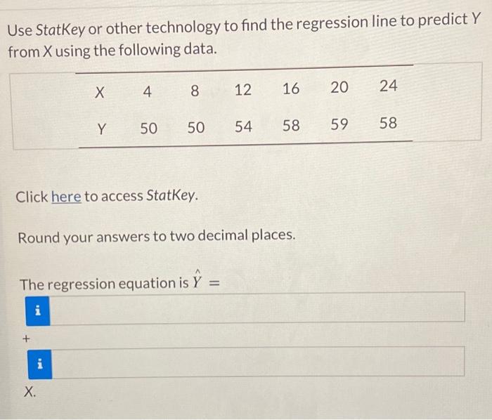 Solved Use StatKey or other technology to find the | Chegg.com