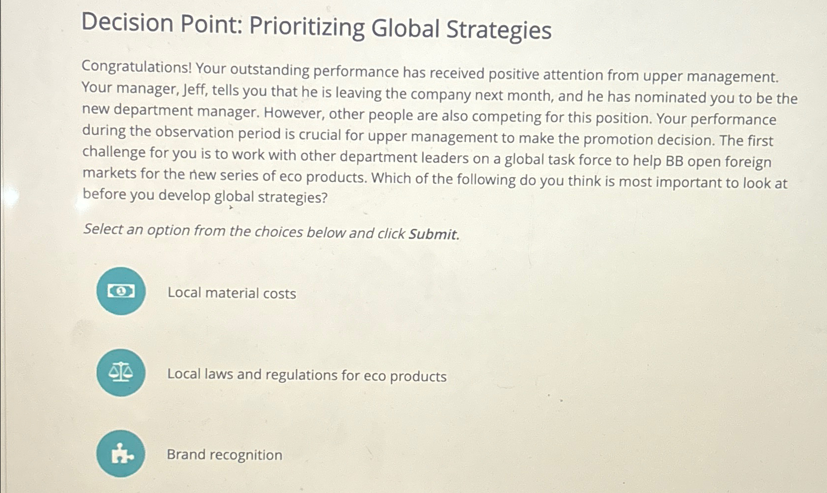 Solved Decision Point: Prioritizing Global | Chegg.com