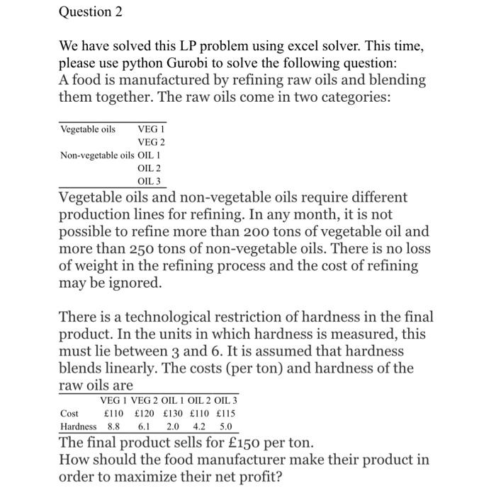 Solved We Have Solved This Lp Problem Using Excel Solver