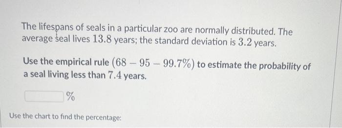 Solved The lifespans of seals in a particular zoo are | Chegg.com