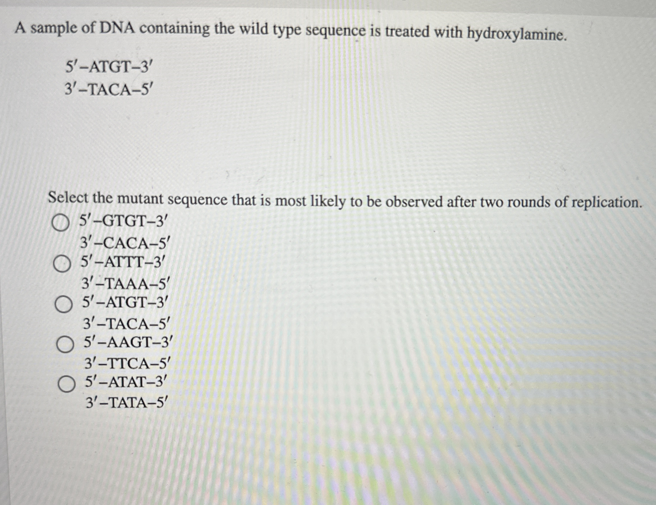 Solved A sample of DNA containing the wild type sequence is | Chegg.com