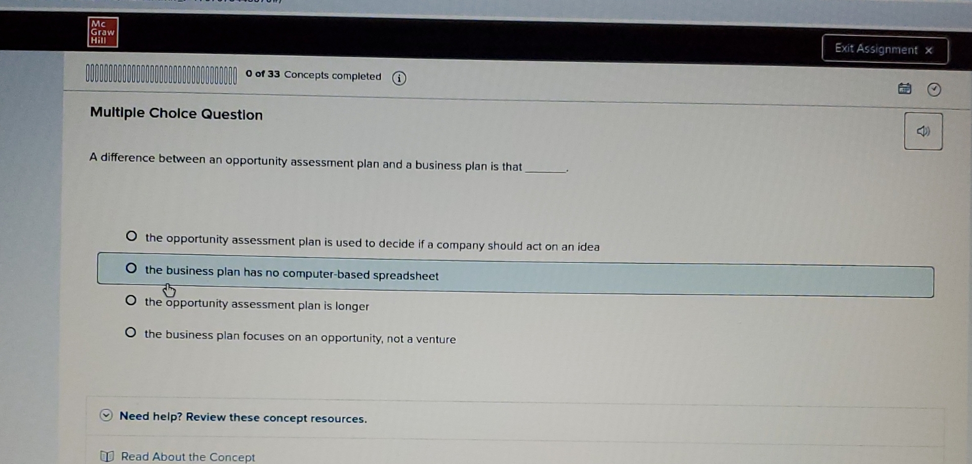 Solved McGrawExit Assignment xMultiple Cholce QuestionA | Chegg.com