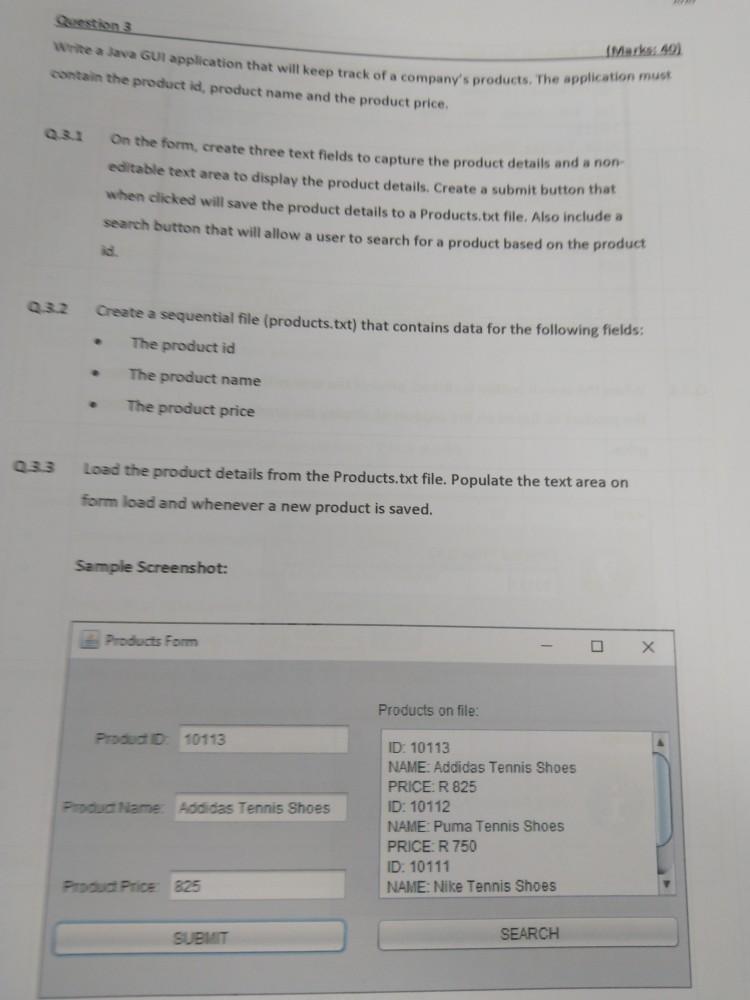 Solved Write a Java GUI application that will keep track of | Chegg.com