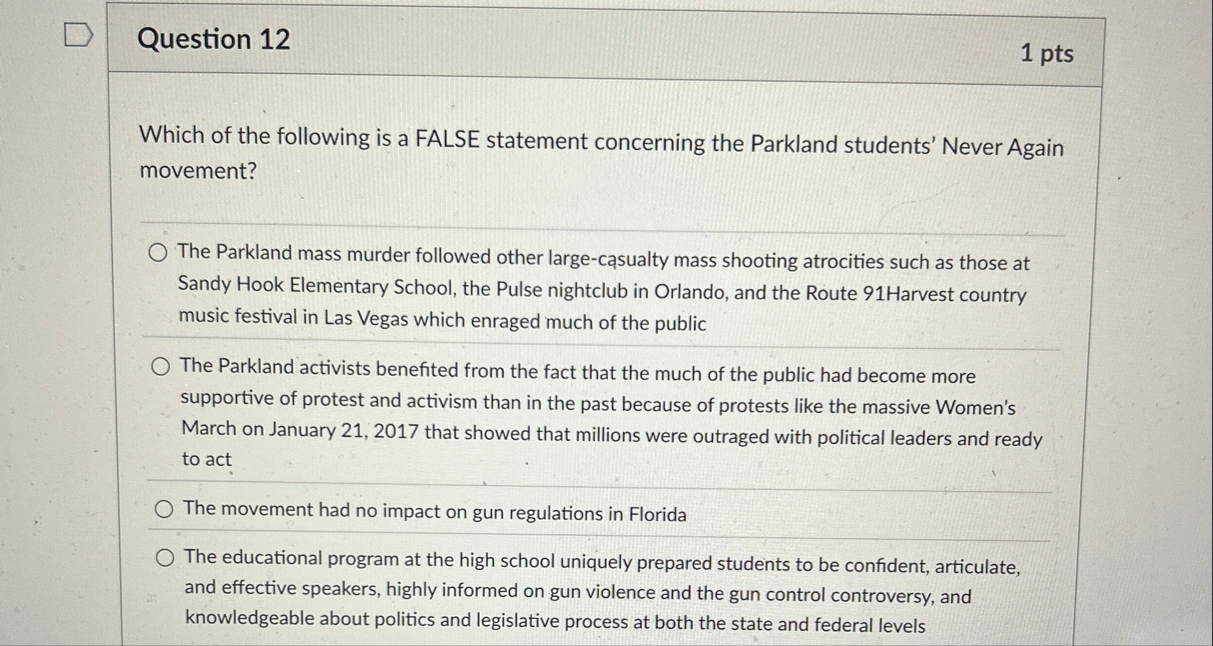 Solved Question 121 ﻿ptsWhich of the following is a FALSE | Chegg.com