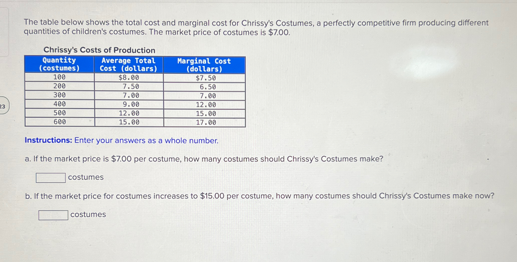Solved The table below shows the total cost and marginal | Chegg.com