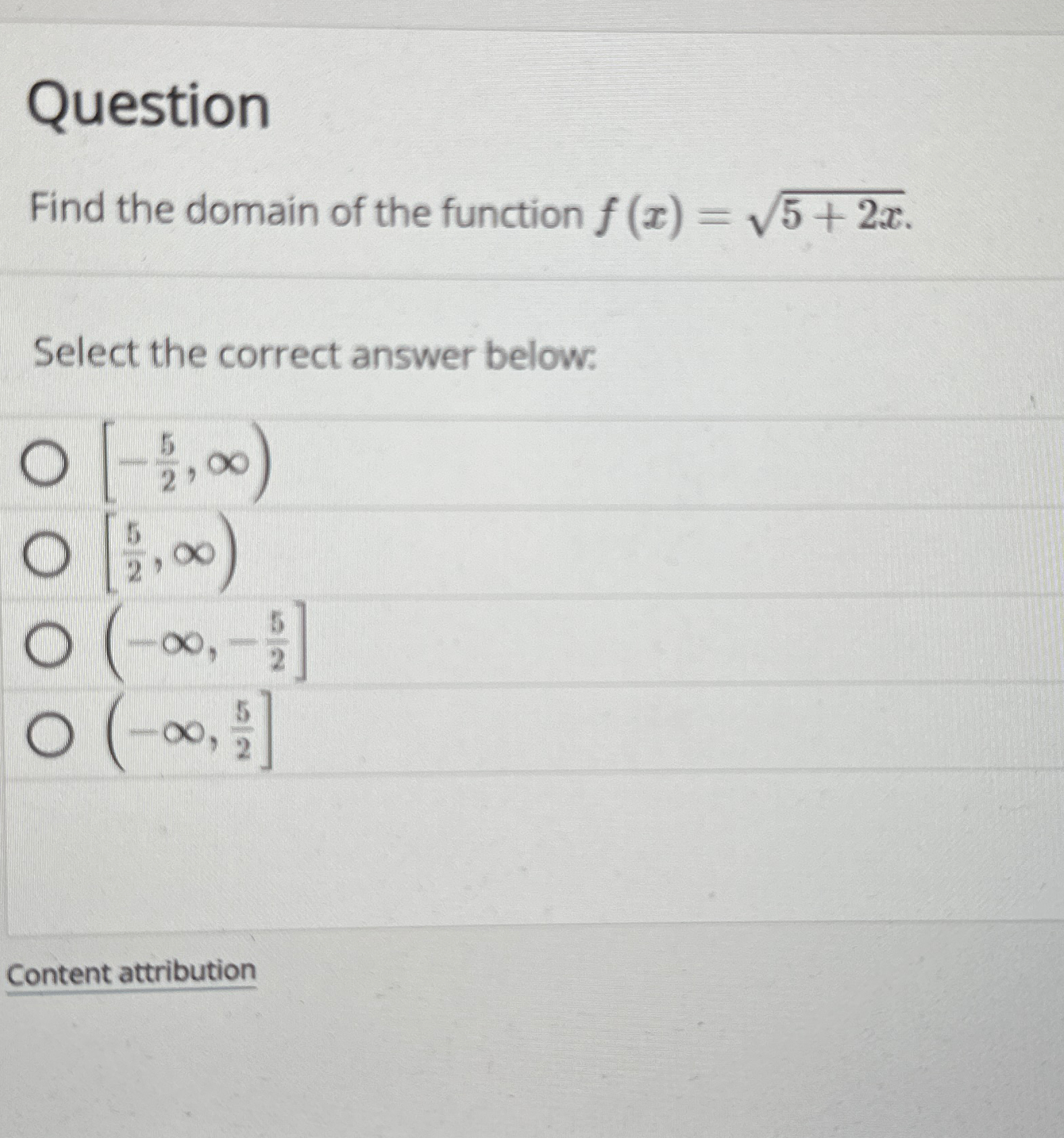 Solved QuestionFind the domain of the function | Chegg.com