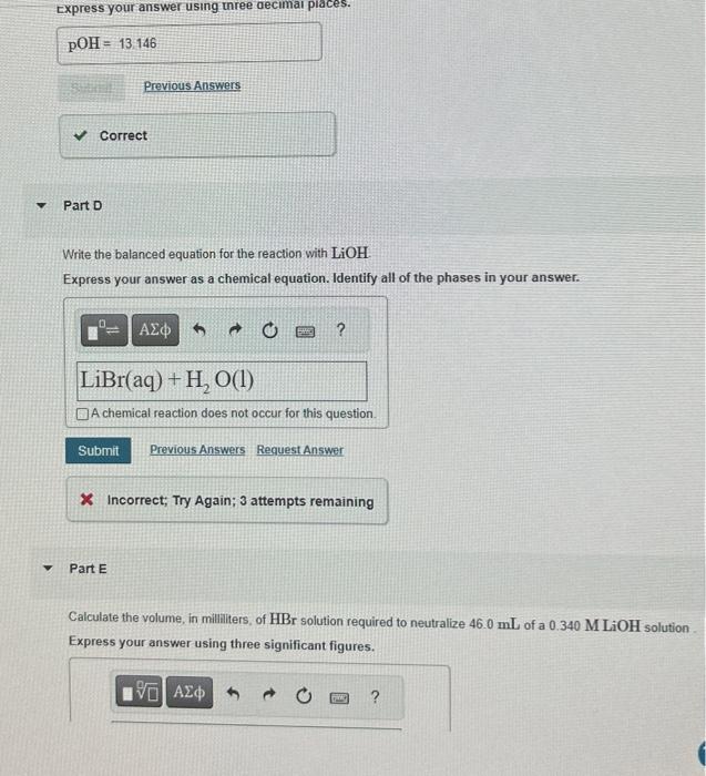 Solved Determine each of the following for a 0.140MHBr | Chegg.com