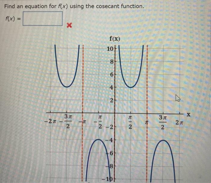 Solved Find an equation for f(x) using the cosecant | Chegg.com