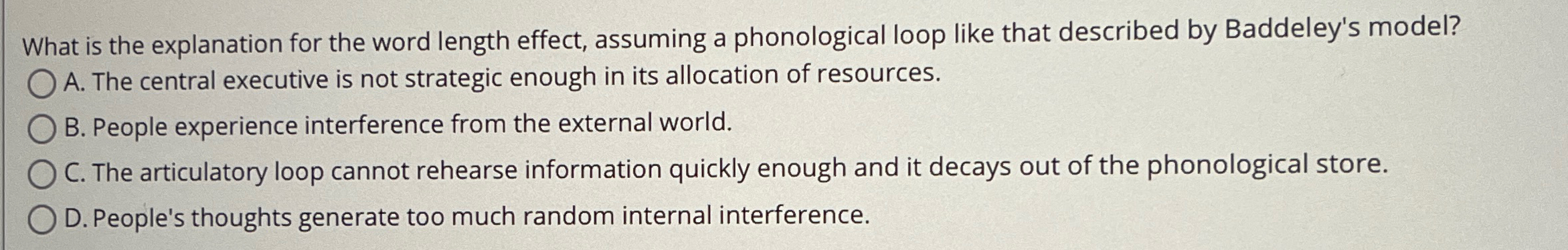 Solved What is the explanation for the word length effect, | Chegg.com