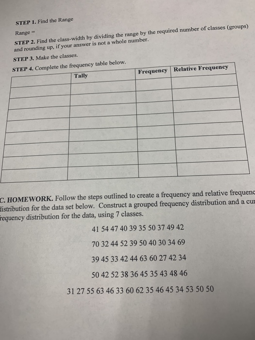 Solved STEP 1. Find the Range Range STEP 2. Find the | Chegg.com
