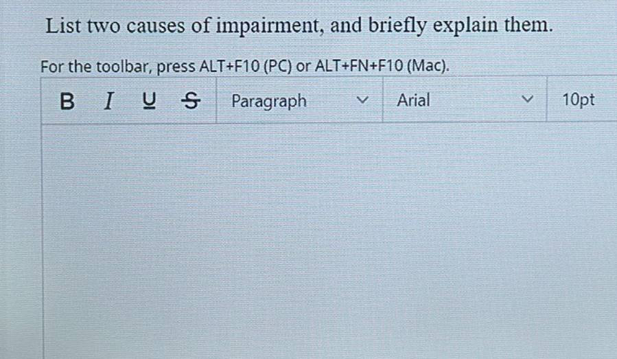 Solved List two causes of impairment, and briefly explain | Chegg.com