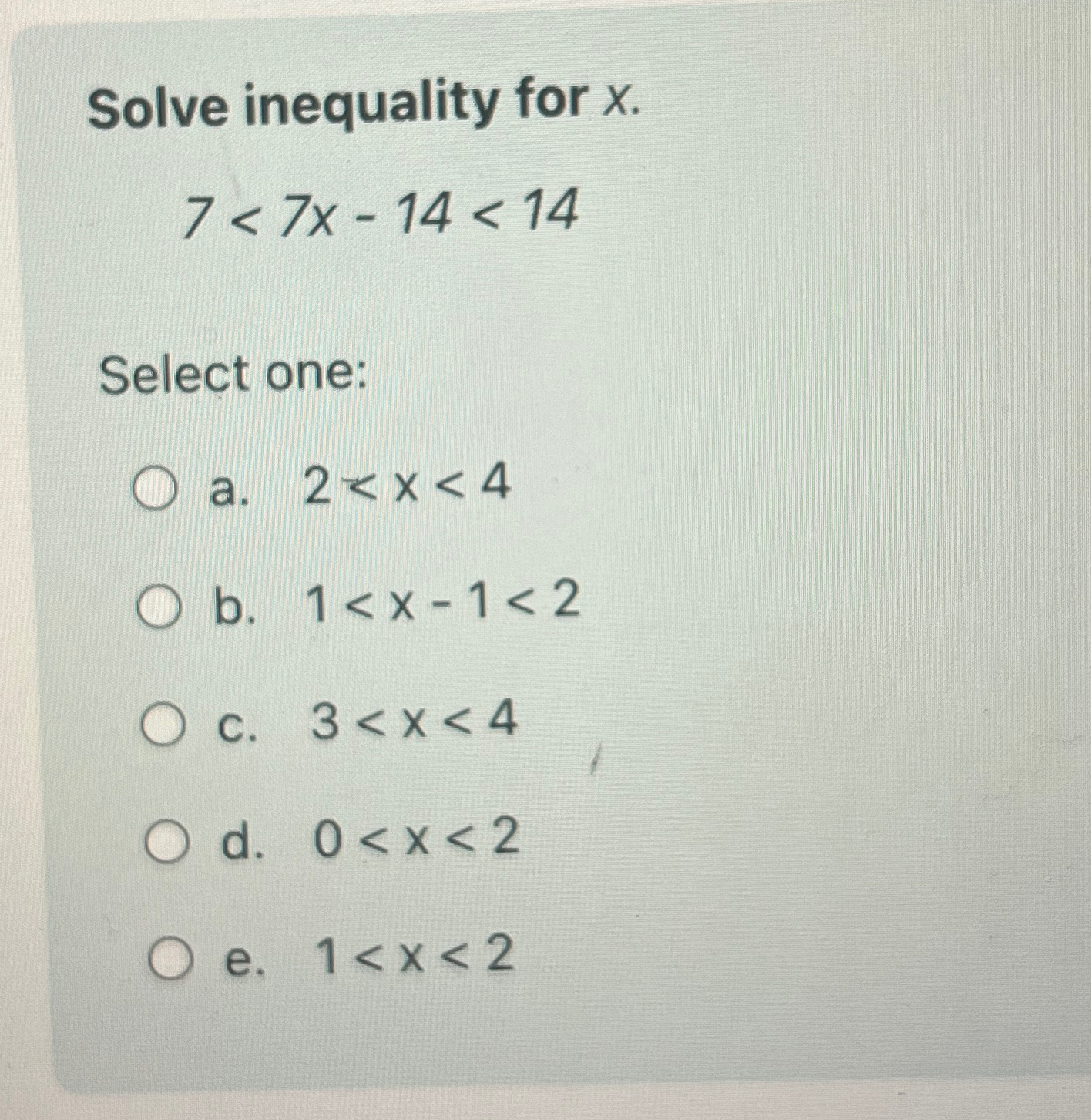 Solved Solve inequality for x.7