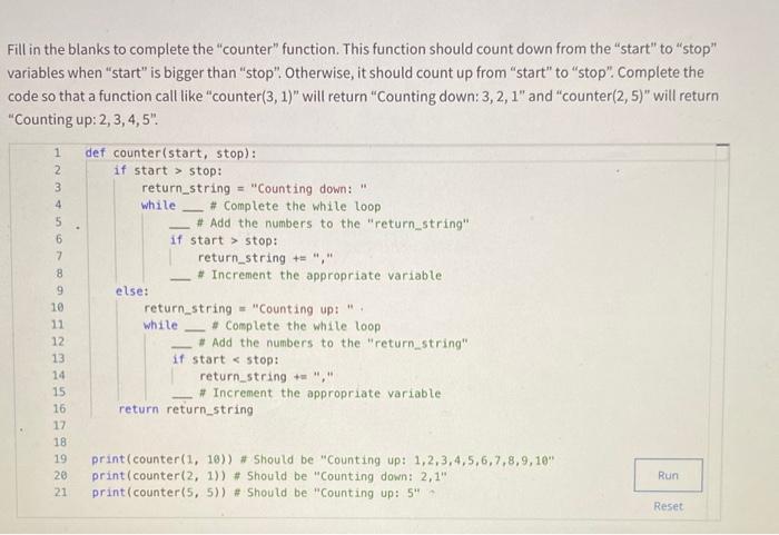 Solved Fill in the blanks to complete the "counter" | Chegg.com