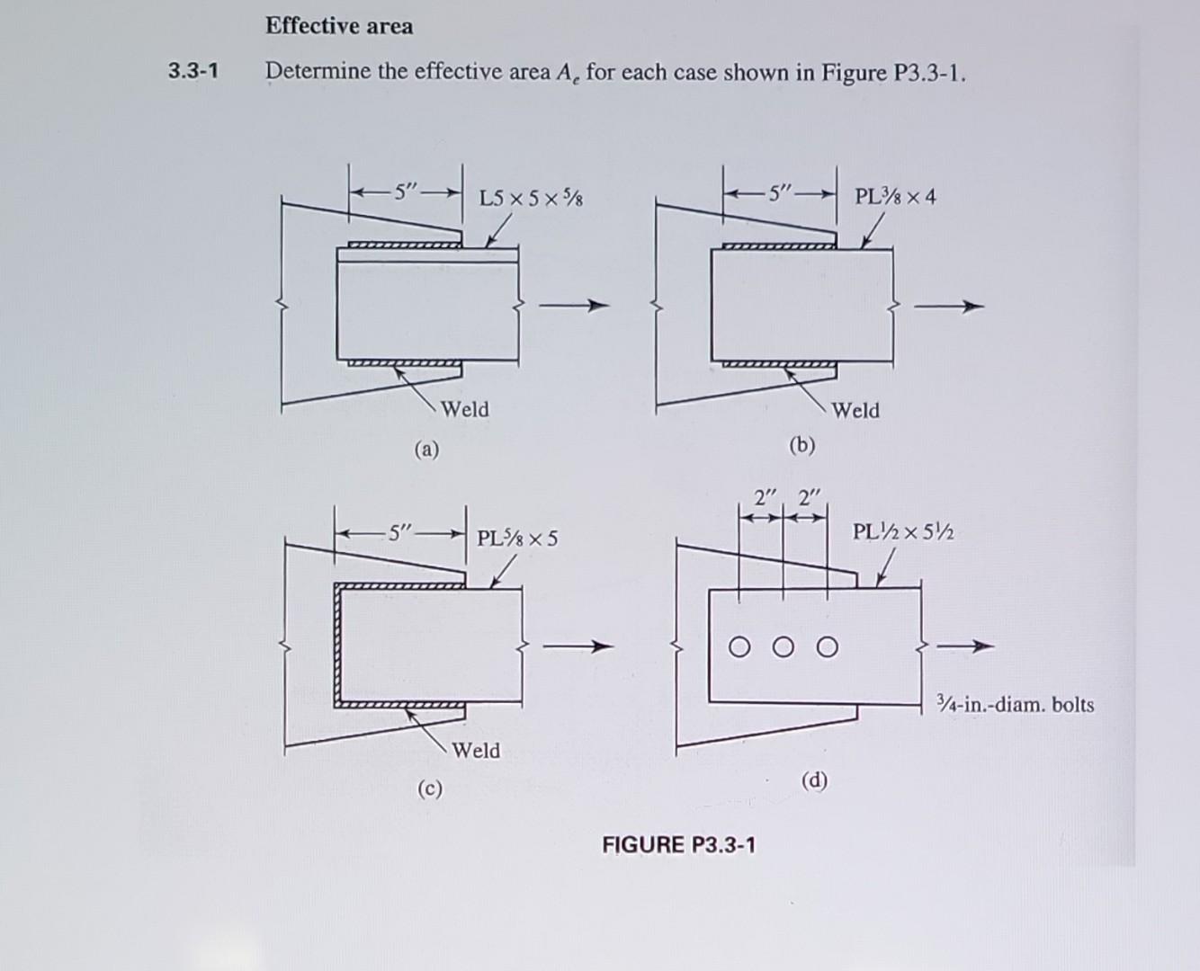 Solved Determine the effective area Ac for each case shown | Chegg.com