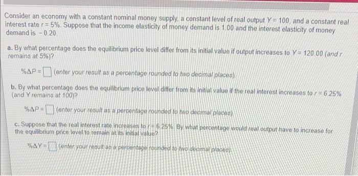 Solved Consider an economy with a constant nominal money | Chegg.com