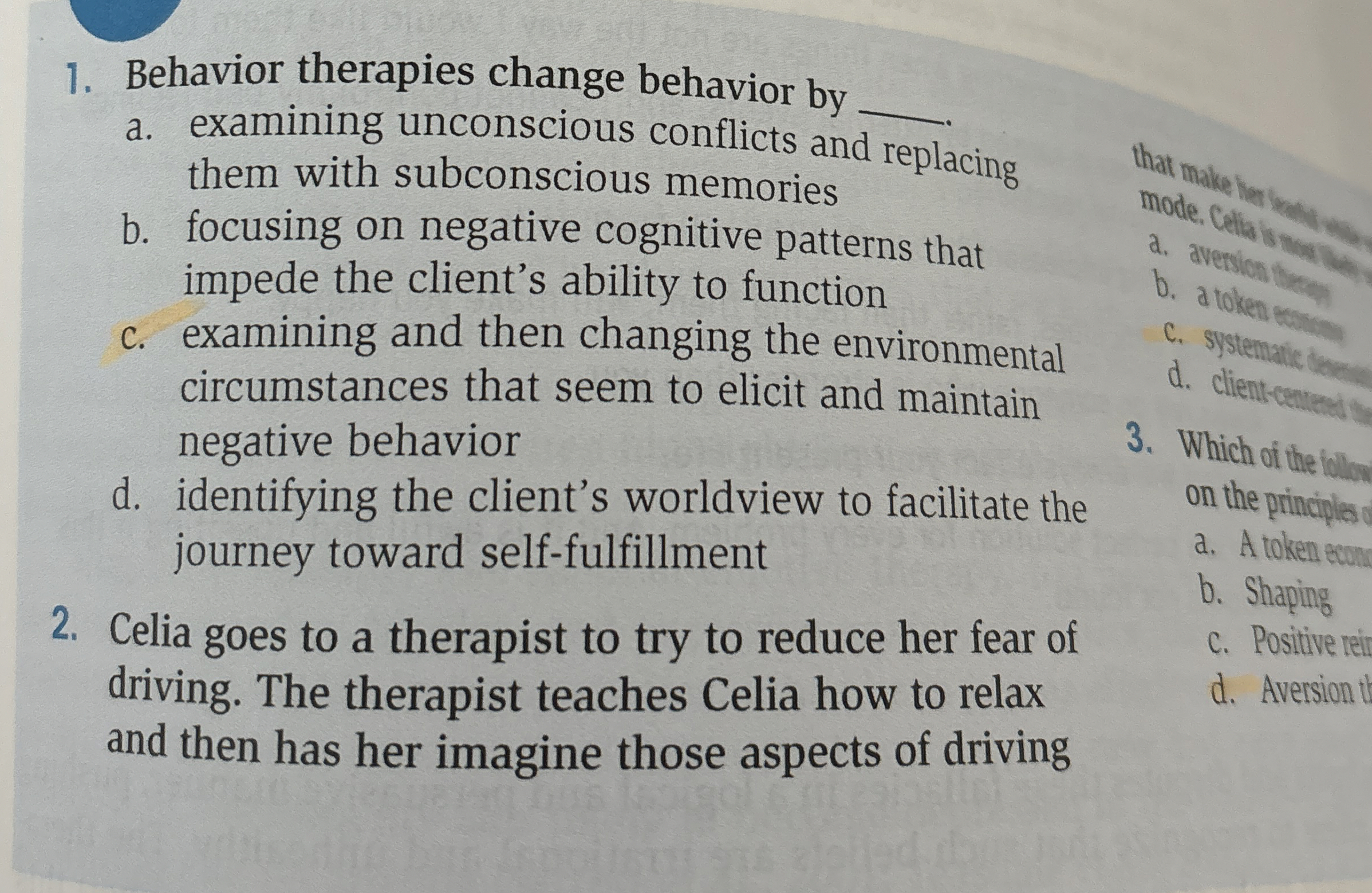 Solved Behavior therapies change behavior by q, ﻿a. | Chegg.com