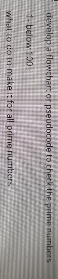Solved develop a flowchart or pseudocode to check the prime | Chegg.com