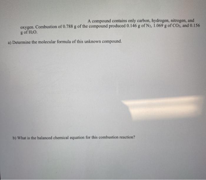 Solved A compound contains only carbon, hydrogen, nitrogen, | Chegg.com