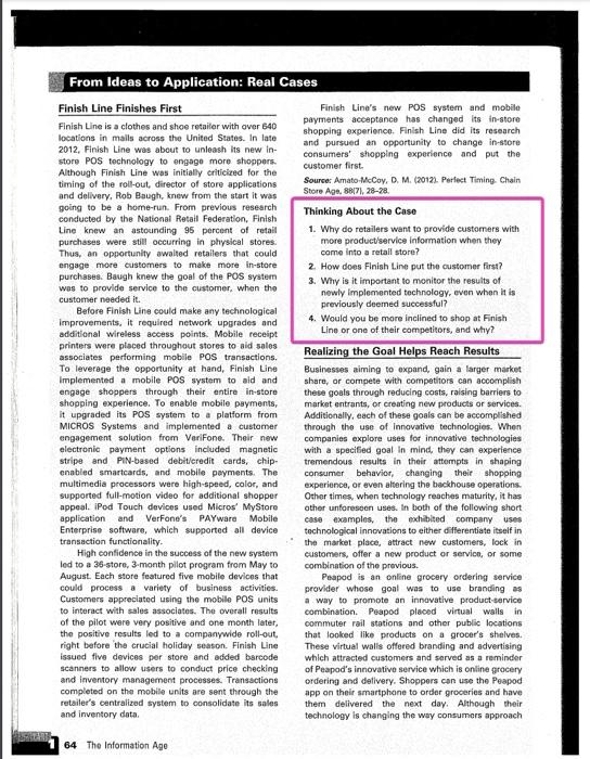 Solved From Ideas to Application: Real Cases Finish Line | Chegg.com