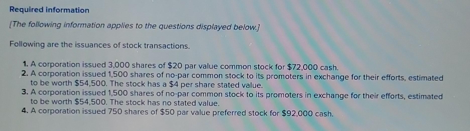 Solved A Record the issue of 1,500 shares of no-par common | Chegg.com