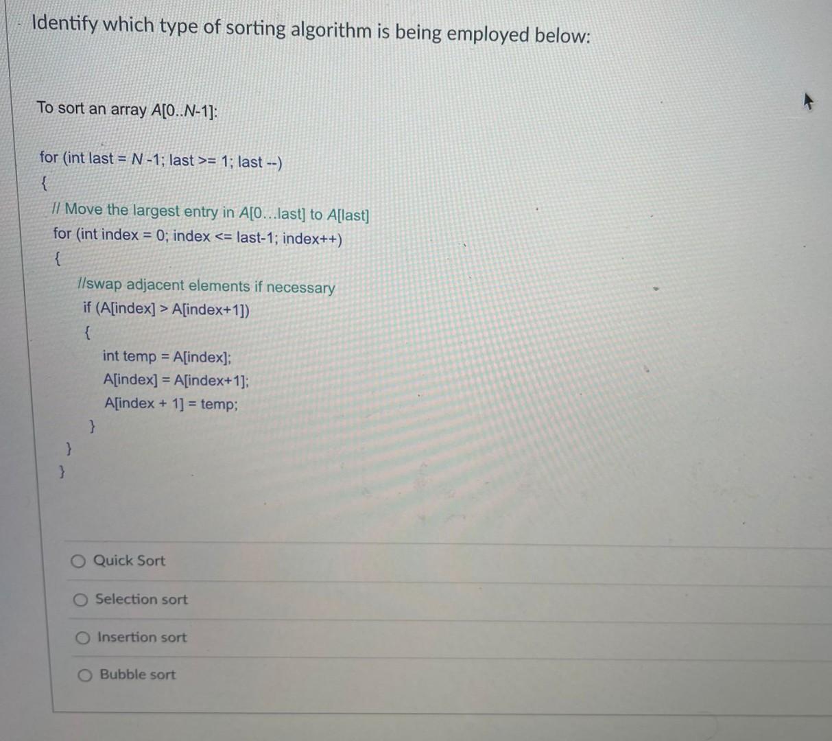 Solved I/A[0..0] is sorted for (index =1; index