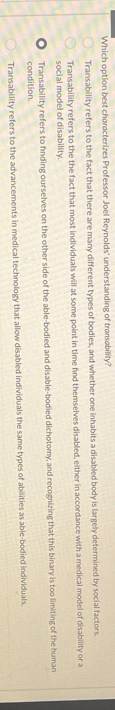 Solved Which option best characterizes Professor Joel | Chegg.com