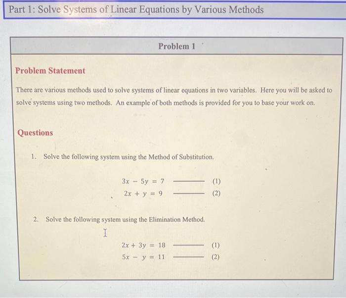 Solved Problem Statement There are various methods used to | Chegg.com