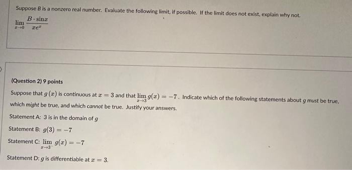 Solved Suppose B is a nonzero real number. Evaluate the | Chegg.com