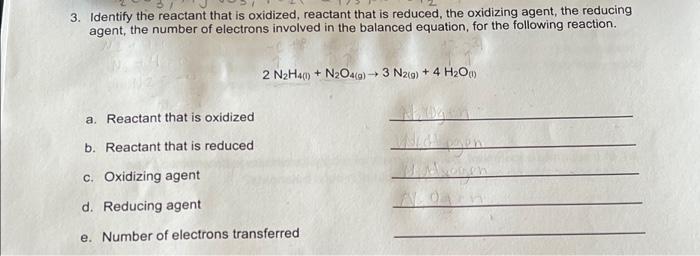 3. Identify the reactant that is oxidized, reactant | Chegg.com