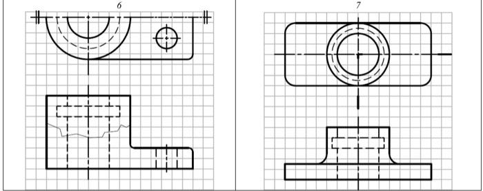 Solved Given two views, replace the front view with a | Chegg.com