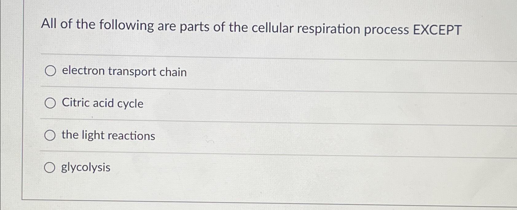 Solved All of the following are parts of the cellular | Chegg.com
