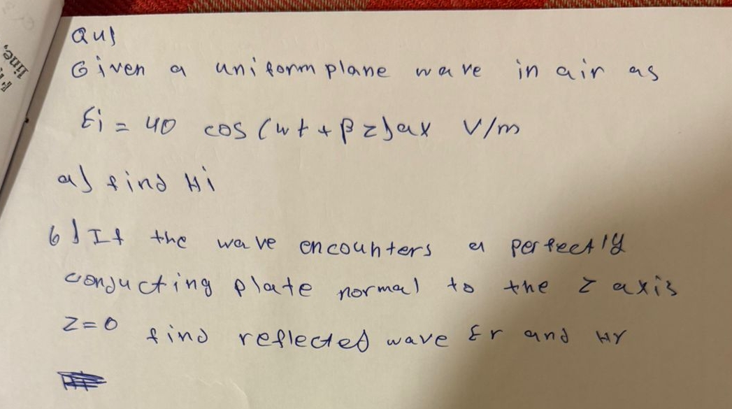Solved QusGiven a uniform plane wave in air | Chegg.com