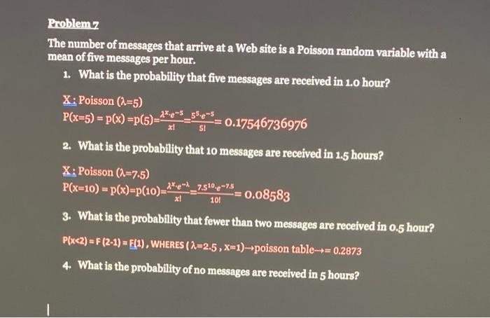 Solved 5 Problem Z The Number Of Messages That Arrive At A