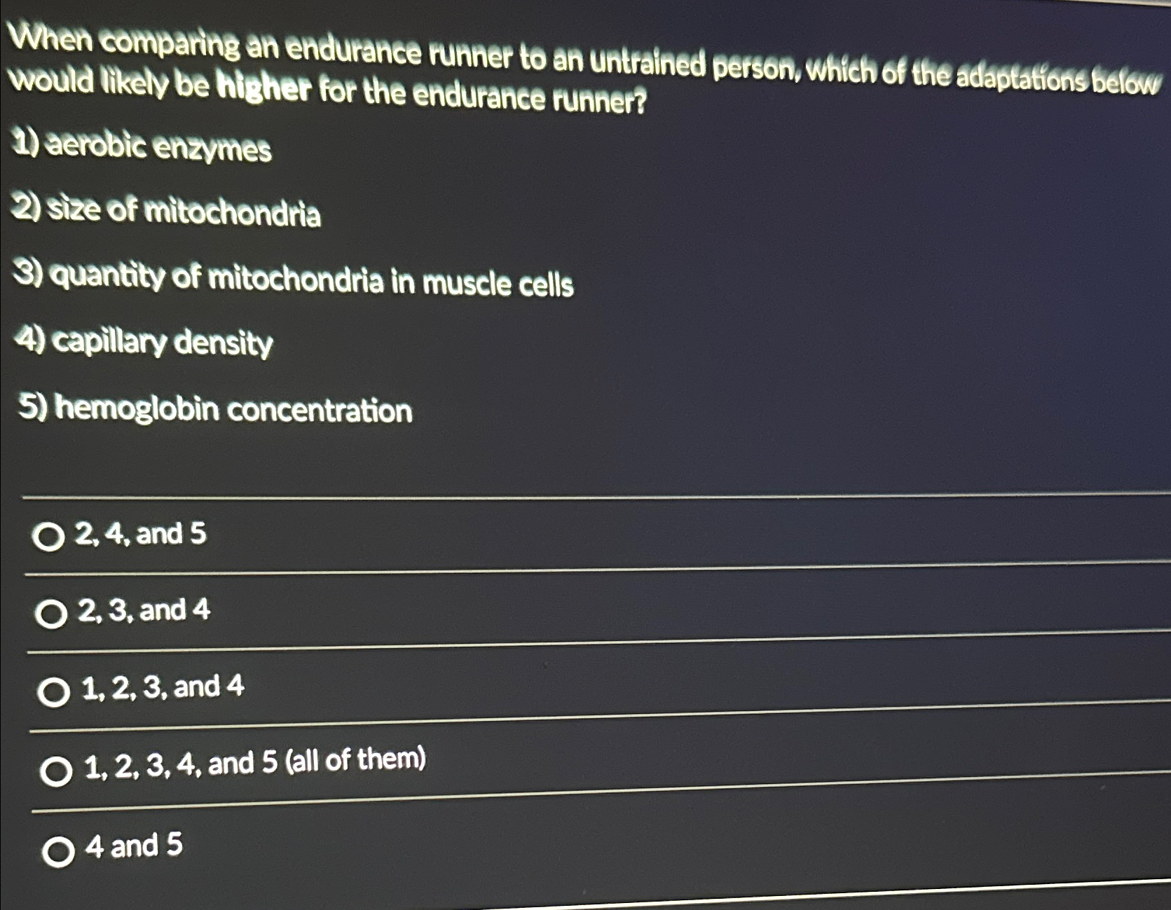 Solved When comparing an endurance runner to an untrained | Chegg.com