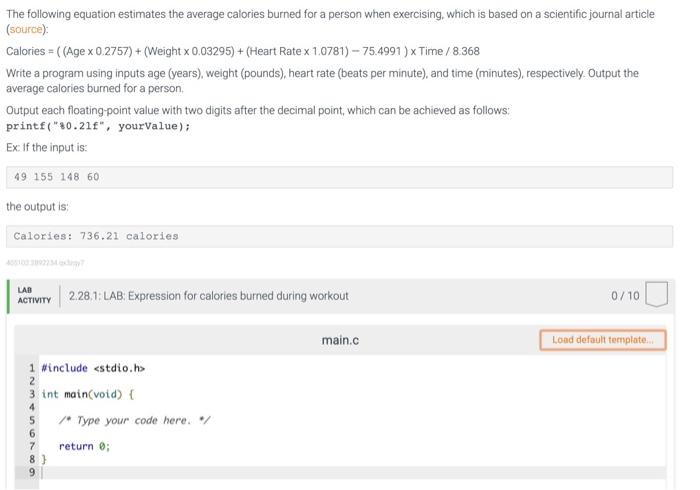 Solved The following equation estimates the average calories | Chegg.com Solved The following equation estimates the average calories | Chegg.com