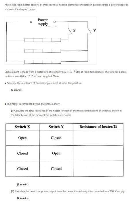 Solved An electric room heater consists of three identical | Chegg.com