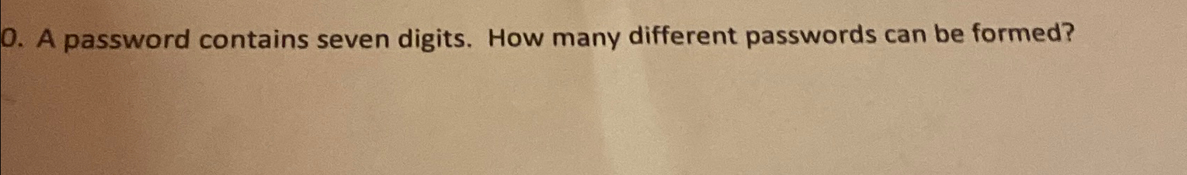 Solved o. ﻿A password contains seven digits. How many | Chegg.com